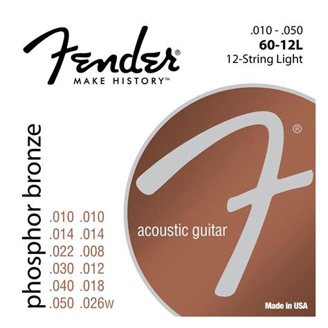 Fender 60 12l Acústica De 12 Cuerdas De Fósforo Bronce 10 50 Light