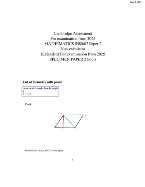 Cambridge Igcse Mathematics 058002 Assessment Solutions For