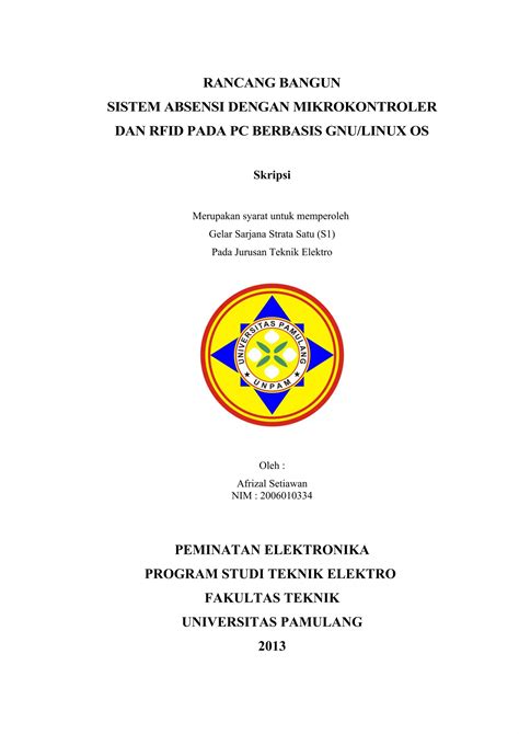 rancang bangun sistem absensi dengan mikrokontroler dan rfid pada pc