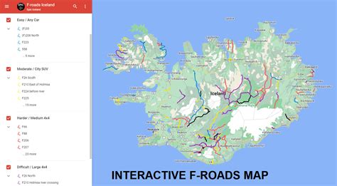 interactive f roads map r visitingiceland