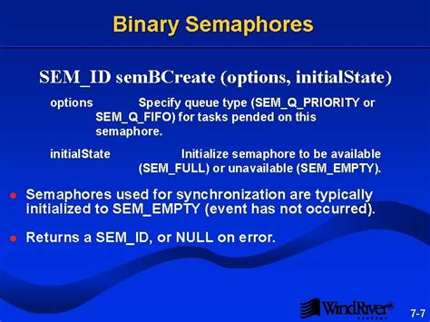 Semaphores 7 1 Overview Binary Semaphores And Synchronization