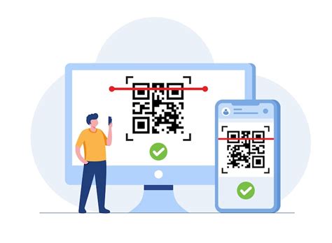 Qr 코드 스캐닝 벡터 그림 개념 사람들은 스마트폰을 사용하고 결제를 위해 Qr 코드를 스캔하며 랜딩 페이지 템플릿 Ui 웹