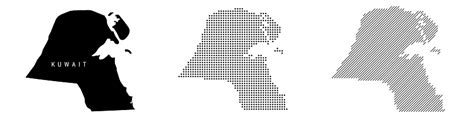 쿠웨이트 실루엣 지도와 두 가지 패턴의 점과 비스듬한 선 흰색에 고립 된 플랫 벡터 일러스트 레이 션 가리키기에 대한 스톡 벡터 아트 및 기타 이미지 Istock