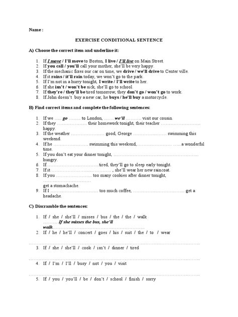 exercise conditional sentence pdf