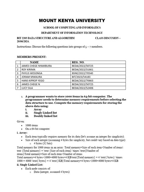 Data Structure And Algorithm Discussion Findings Docks Pdf Pointer