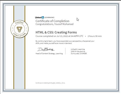 Youssif Muhamed On Linkedin Certificate Of Completion Html And Css
