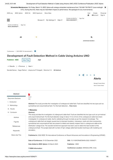 Pdf Development Of Fault Detection Method In Cable Using Arduino Uno