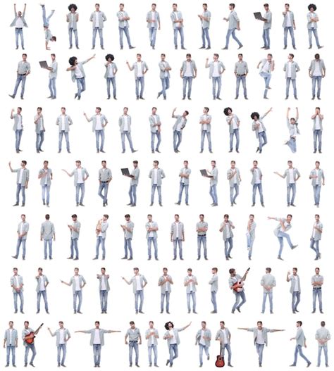 현대적인 세련된 남자의 사진 콜라주 프리미엄 사진