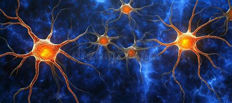 Interconnected Neural Network Artistic Rendering Of Active Brain Cells And Synapses Firing