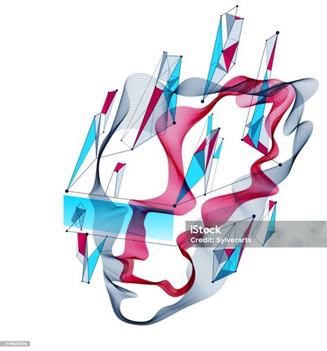 점선 입자 인간의 초상화 추상적 인 인간의 머리 벡터 웨이브 모양 배열 인공 지능 Pc 프로그래밍 소프트웨어 인터페이스 디지털 영혼 3차원 형태에 대한 스톡 벡터 아트 및