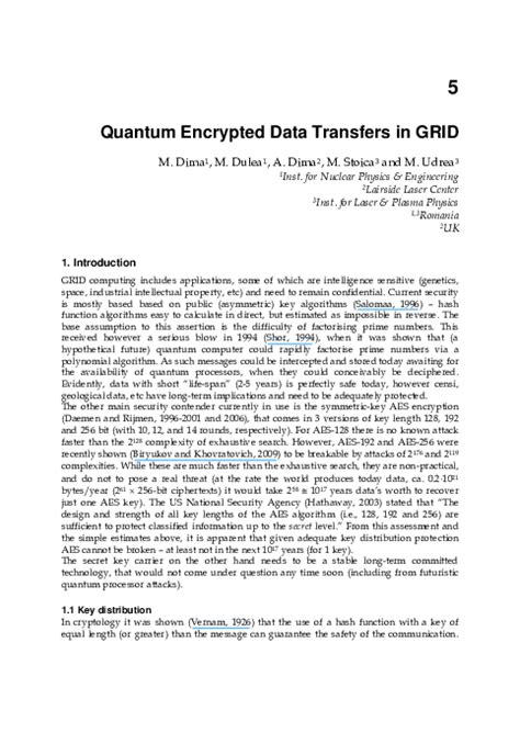 Pdf Quantum Encrypted Data Transfers In Grid