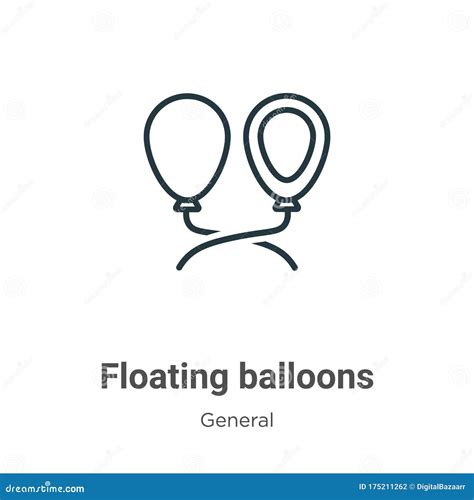Floating Balloons Outline Vector Icon Thin Line Black Floating