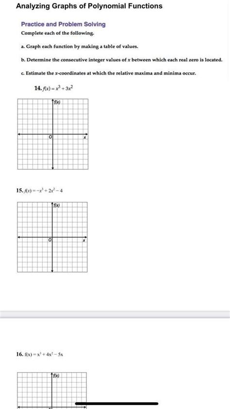 Solved Analyzing Graphs Of Polynomial Functions Practice And
