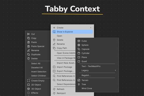 Tabby Context Enhanced Context Menus Utilities Tools Unity Asset Store