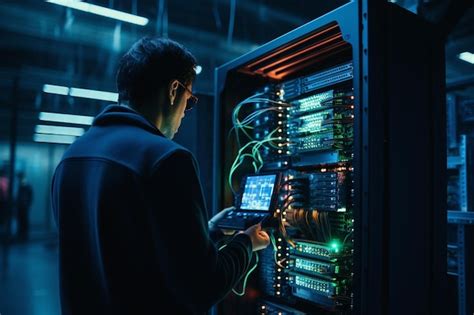 premium ai image engineer uses digital technology cybersecurity to