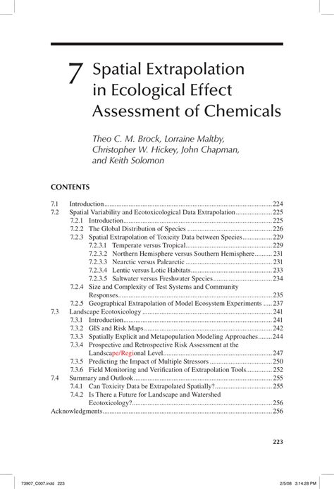 Pdf Spatial Extrapolation In Ecological Effect Assessment Of Chemicals