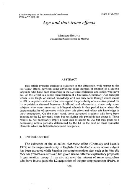 Pdf Age And That Trace Effects
