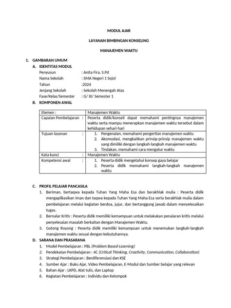 Modul Ajar Bk Xi Pdf