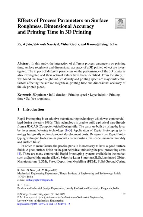 Pdf Effects Of Process Parameters On Surface Roughness Dimensional Accuracy And Printing Time