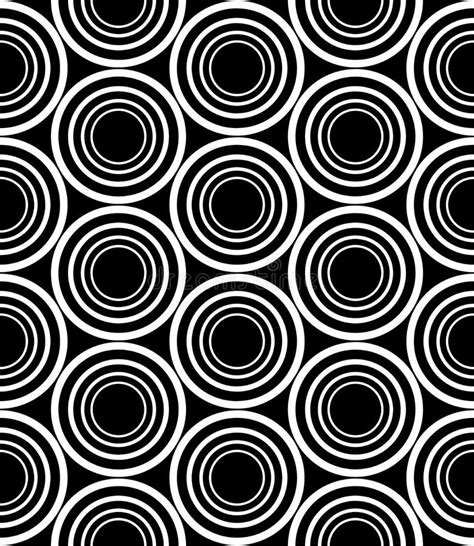 Vector Modern Seamless Geometry Pattern Circles Concentric Black And White Abstract Stock