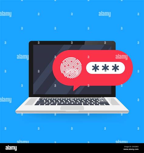Laptop With Unlocked Password Bubble Notification Flat Cartoon Design Or Pc Screen With Open