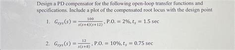 Solved Design A Pd Compensator For The Following Open Loop