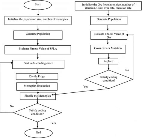 Flowchart Of The Hybrid SFLA GA Algorithm Download Scientific Diagram