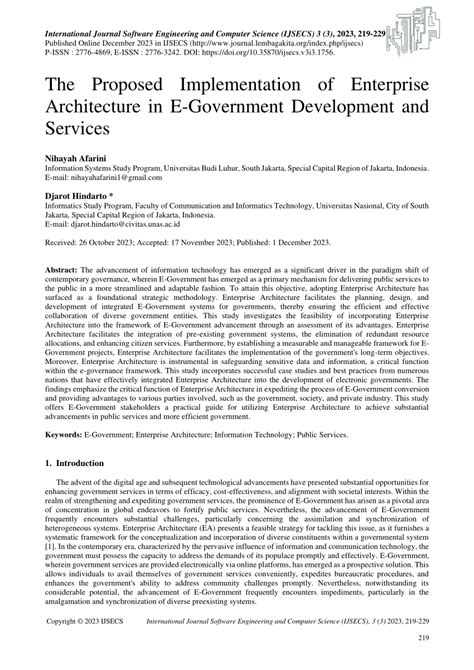 PDF The Proposed Implementation Of Enterprise Architecture In E Government Development And