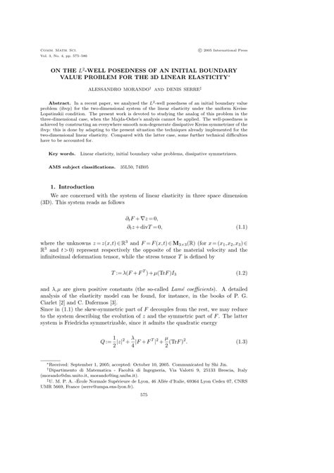 Pdf On The { L Sp 2 } Well Posedness Of An Initial Boundary Value