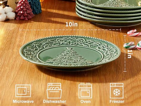 Metahom Christmas Tree Dinner Plates 10 Inch Ceramic