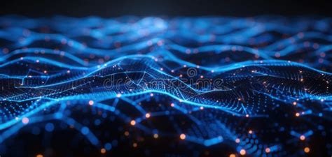 Flowing Digital Landscape With Glowing Blue Nodes And Lines Depicting Cybersecurity And Data