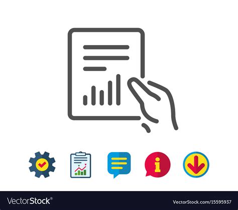 Report Document Line Icon Analysis Chart Vector Image