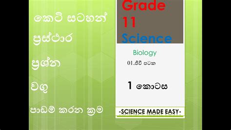 Grade 11 Science Lesson 1 Sinhala Medium 11 වසර විද්‍යාව 1 වන පාඩම ජීවී පටක සිංහල මාධ්‍යය