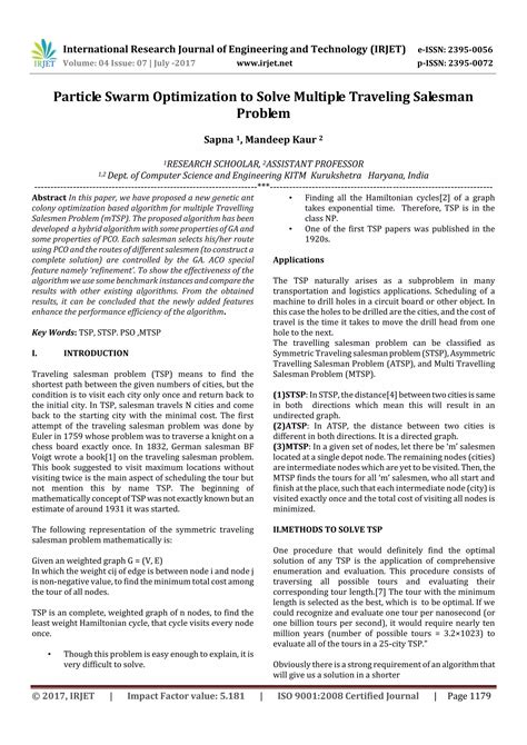 Particle Swarm Optimization To Solve Multiple Traveling Salesman