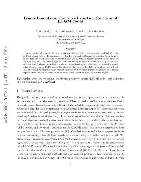 pdf lower bounds on the rate distortion function of ldgm codes