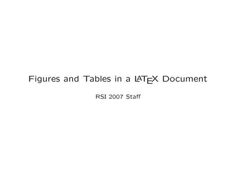 Figures And Tables In A Latex Document