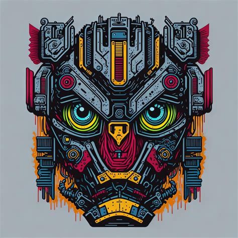 벡터 일러스트 레이 션 터미네이터 변압기 헤드 디자인 프리미엄 벡터