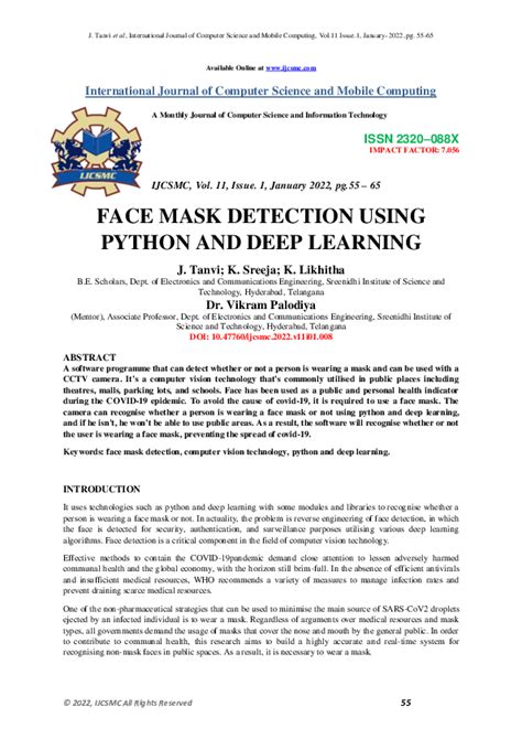 Pdf Face Mask Detection Using Python And Deep Learning