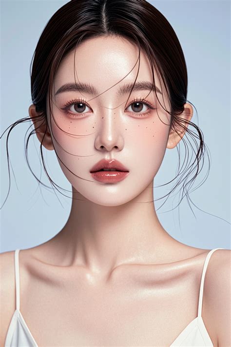 人物肖像摄影，美丽的全身模特，朦胧感，面部细节完美，人物细节精致，浅色的服装，人像特写，大光圈，细腻的光泽，背景是8k渐变半透明玻璃融化，整洁的头发，