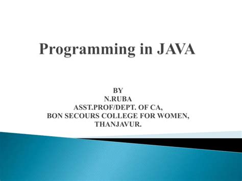 Introduction To Java Unit 1 Pptx