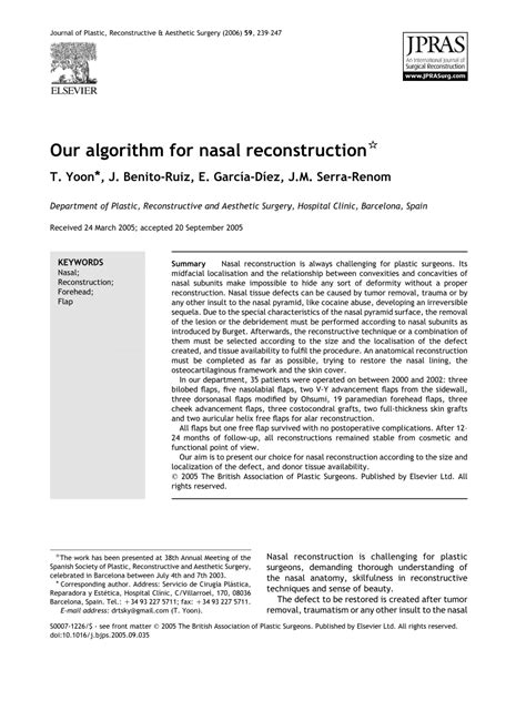 Pdf Our Algorithm For Nasal Reconstruction
