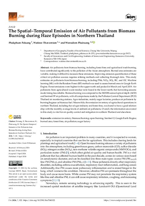 Pdf The Spatialtemporal Emission Of Air Pollutants From Biomass