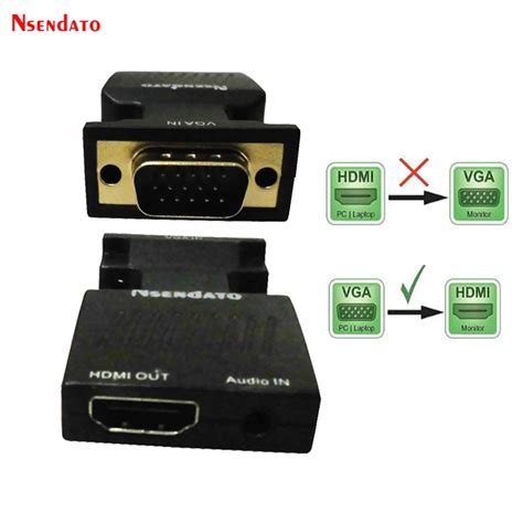 P VGA Pin Input To HDMI Output HD Video Adapter With Audio VGA Male To HDMI Female Video