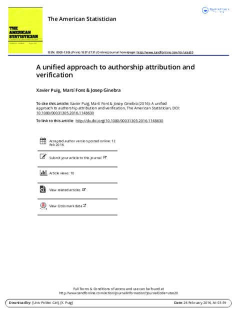 Pdf A Unified Approach To Authorship Attribution And Verification