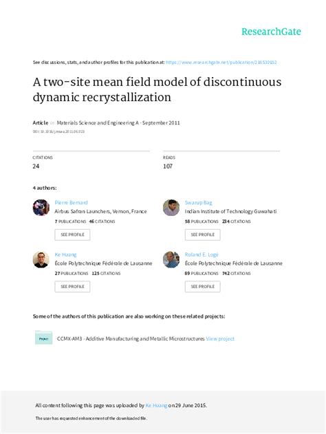 Pdf A Two Site Mean Field Model Of Discontinuous Dynamic
