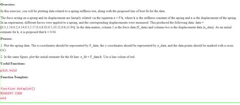 Solved Overview Exercise Plotting Data Related Spring Stiffness Test Along Proposed Line