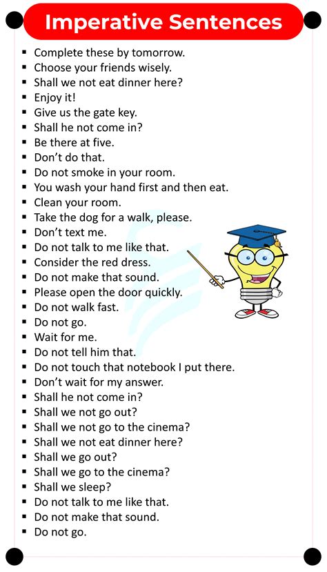 20 Examples Of Imperative Sentence Artofit