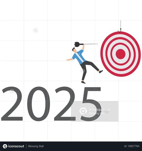 Businessman Throws Dart At Board For 2025 Illustration Free Download