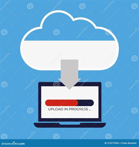 Cloud Storage Service Concept Uploading Data From Local Laptop