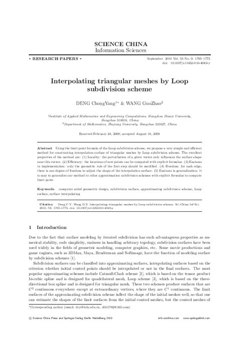 pdf interpolating triangular meshes by loop subdivision scheme